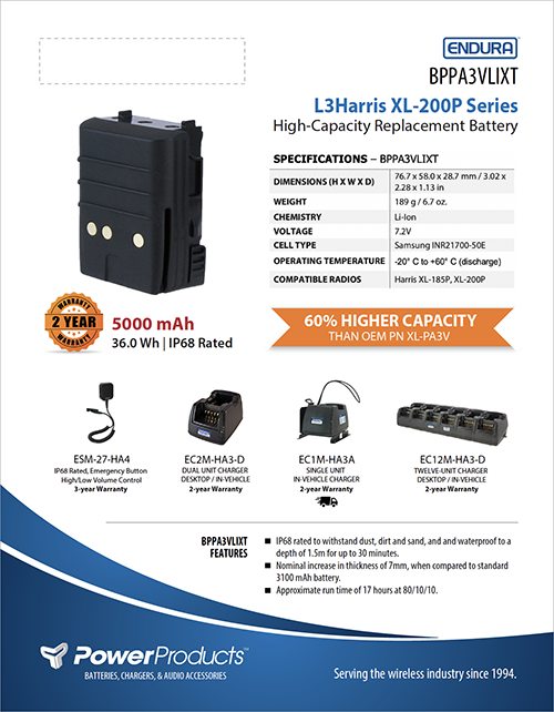 Harris XL-200P Series Radio Accessories; Batteries | Chargers | Audio ...